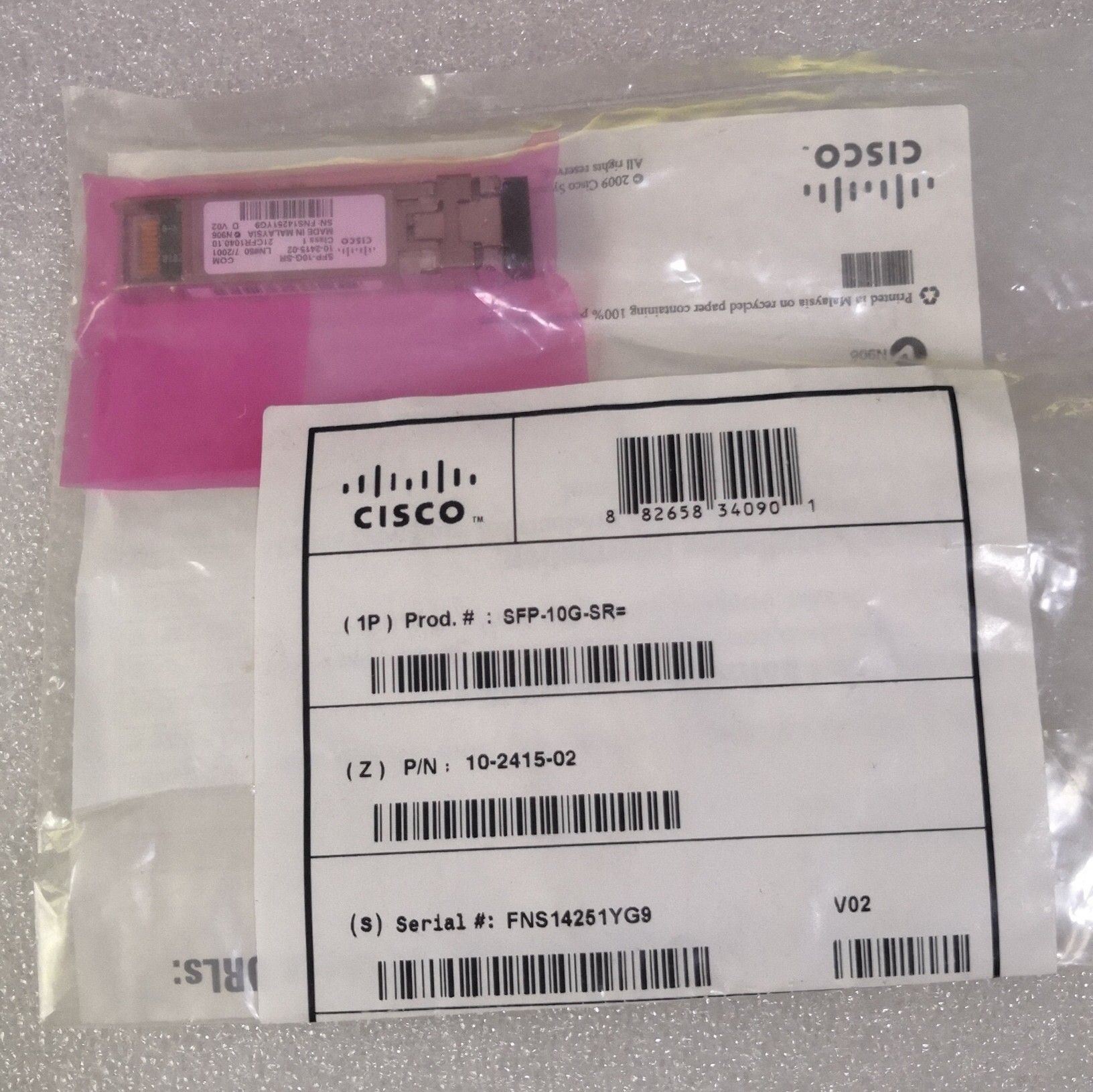 Cisco SFP-10G-SR= Transceiver Module Original Cisco Optical Transceiver Module 10G SR SFP
